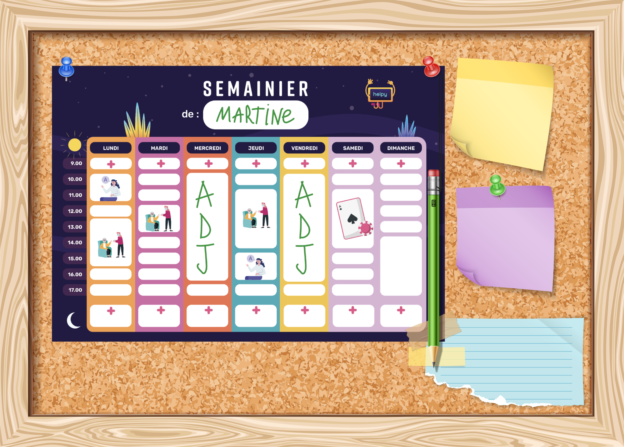 Activité : création d’un semainier personnalisé - Helpy le jeu